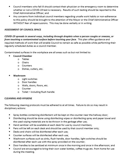 COVID-19 Safety Plan - Council - District of New Hazelton